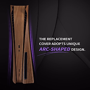 eXtremeRate eXcover Wood Grain Top Bottom Cover Compatible with ps5 Console Disc Edition, Replacement Faceplate Backplate Shell Skin Compatible with ps5 Console Disc Version - Console NOT Included