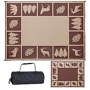 Stylish Camping 226097 6-feet by 9-feet Reversible Mat, Plastic Straw Rug, Large Floor Mat for Outdoors, RV, Patio, Backyard, Picnic, Beach, Camping - Hunter Mat (Brown/Beige)