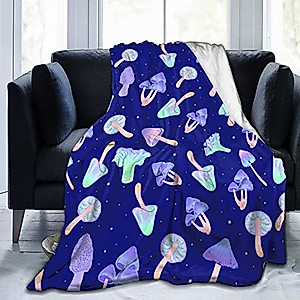 shangtiezao Magic Mushroom Blanket Throw Blanket Lightweight Blanket Flannel Blanket for Sofa Couch Bed, Super Cozy and Comfy for All Seasons 50"X40" Navy Blue