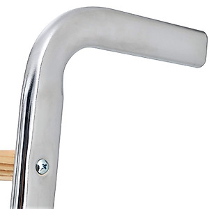 MyGift 6 Rung Silver Chrome Plated Metal Wall Leaning Bath Towel Storage Ladder, Freestanding Bathroom Drying Rack for Towels with Top and Bottom Non Slip Rubber Feet