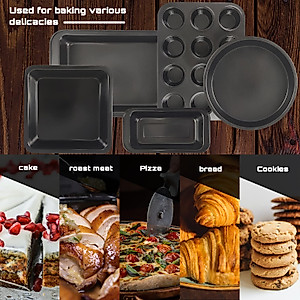 Baking Pans Sets Nonstick，5pcs Bakeware Sets with 12 Cup Cupcake Muffin pan,Round/Square Cake Pan, Muffin Pan, Loaf Pan, Roast Pan, Baking Sheets for Oven,Cookie Sheets for Baking,Toaster Oven Pans