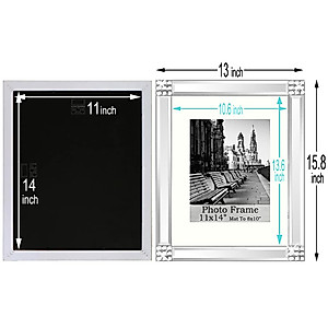 Meetart Standard Flat Silver Mirror Picture Frame 11x14 Inch With Mat For 8x10” Photo, Set Pack of 2 Piece, Wall Hang Portrait Or Landscape for Wall Decor Upgrade With Better Package。