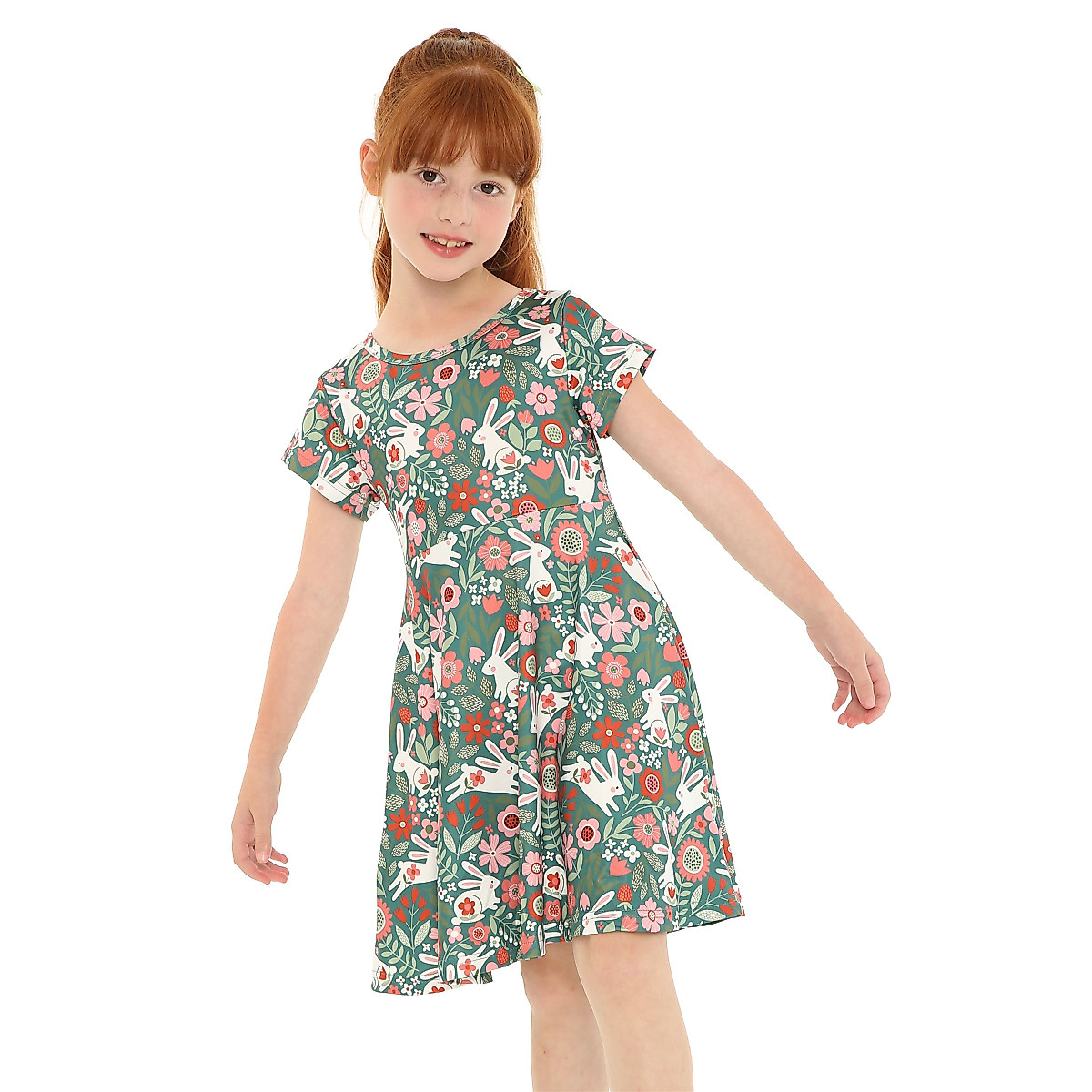 Mud Kingdom Toddler Girls Dress Easter Day Cute Bunny Summer White 4T