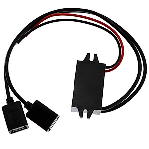 E-outstanding 1PC DC Converter Module 12V to 5V 3A 15W Regulator Step Down Car Power Converter with Double USB Cable DC to DC Buck Converter
