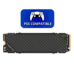 Timetec 1TB PCIe 4.0 Heatsink Gaming SSD NVMe PCIe Gen4x4 M.2 2280 3D NAND TLC 1000TBW SLC Cache Read/Write Speed Up to 5,100/4,700 MB/s Internal Solid State Drive for PS5, PC Desktop