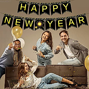 Happy New Year Hanging Swirl Decorations | Happy New Year Banner 2023 | New Years Hanging Decorations, No DIY | New Years Eve Party Supplies 2023 | Happy New Year Backdrop for Happy New Year 2023