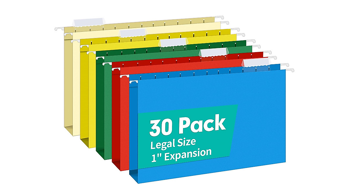 HERKKA Heavy Duty Legal Size Hanging File Folders, 30 Pack