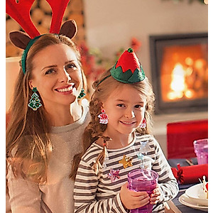 Christmas Beaded Earrings Hypoallergenic Christmas Tree Snowflake Dangling Earrings Cute Xmas Santa Hat Bell Car Bead Drop Dangle Earrings Handmade Christmas Holiday Jewelry Gift for Women