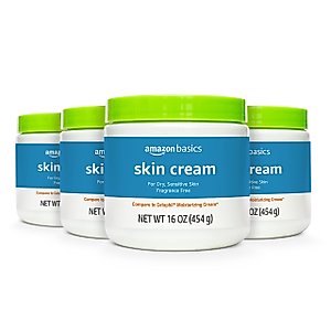 Amazon Basics Ultra Moisturizing Skin Cream for Dry & Sensitive Skin, Dermatologist Tested, Fragrance Free, 16 Ounce (Pack of 4) (Previously Solimo)