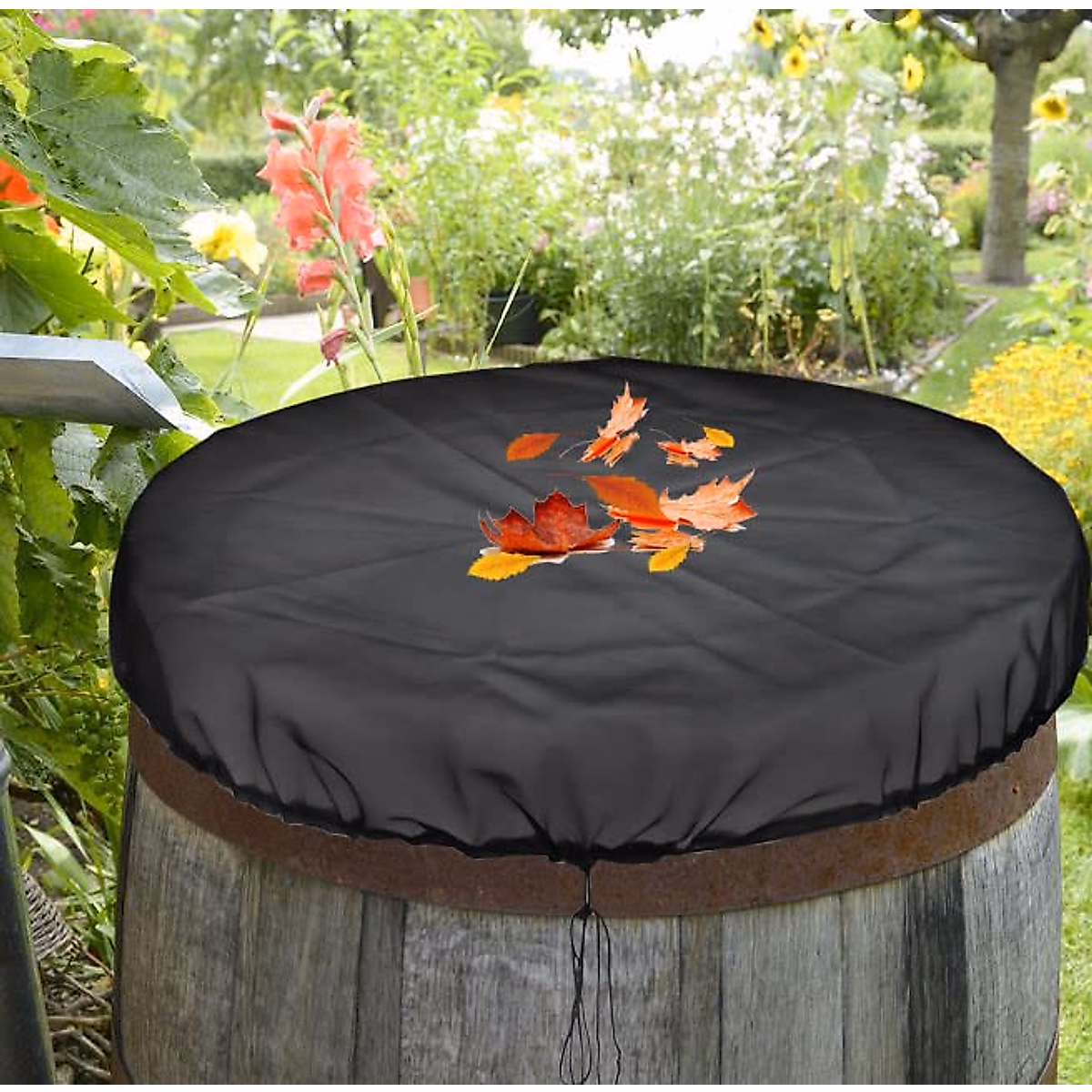 2 Pcs Mesh Cover for Rain Barrel with Drawstring, Water Collection Buckets Cover Rain Collection Barrels Netting Screen to Keep Leaves and Debris Out - 39’’