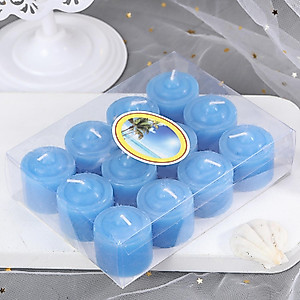 Tea Candles Round Romantic Candle Tealight Small Sweet Wedding Party 12 Pack Home 2-2.5 Hours Burn Time Votive Parties Bulk Birthday Halloween Emergency Family Dinner Hotel Ktv Bar (Blue)