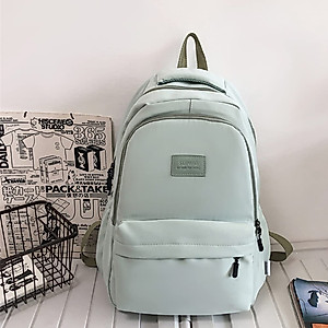 JARKJARD Aesthetic Backpack Cute Backpack for School College Backpack Large Capacity Bookbags for Girls Women Students Casual Travel Daypacks Solid Color(Green)