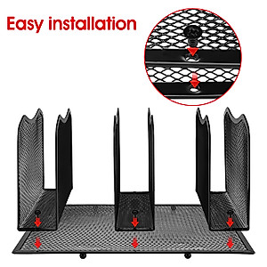 Ekisemio 2 Pack-Mesh Desktop File Organizer Sorter, 5-Section Bookshelf with Pen Holder for Desk Office, Black