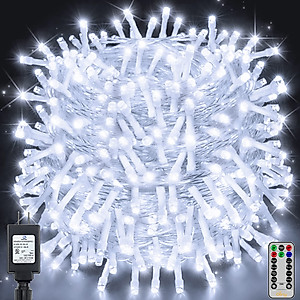 Ollny Outdoor String Lights 800LED 262FT, Waterproof Led Fairy Light with Remote Plug in 8 Modes, Cool White Christmas Lights for Outside Indoor Bedroom Patio Camping Garden