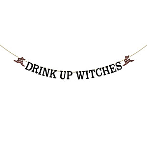 ShuanQ Drink Up Witches Banner - Witch Theme Halloween Party Decoration - Halloween Baby Shower/Bridal Shower/Birthday/Wedding Party Bunting Decor