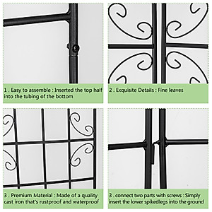 ZBPRESS 4 Pack 86.2x19.7in Metal Garden Trellis for Climbing Plants,Black Metal Garden Trellis for Vines Plant Rose Vegetable Support,Large Decorative Outdoor Trellis