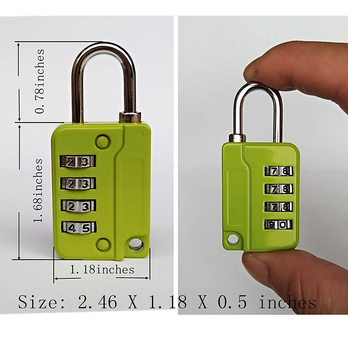 ZPLIUST - 4 Digit Combinations Padlock The Safe Cipher Lock, for Gym Outdoor & School Employee Locker, Toolbox, Fence, Hasp Cabinet, Resettable Combo Locks (Green 5 Pack)