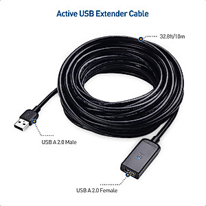 Cable Matters Active USB Extension Cable 32.8 ft / 10m (Active USB Extender Cable, USB Cable Male to Female) for Webcam, Oculus Sensor, HTC Vive Link Box, Xbox Kinect, PlayStation Camera and More