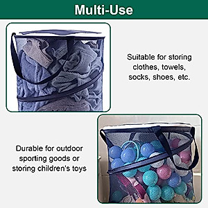 2 Pack Pop Up Laundry Hamper with Lid, Foldable Laundry Basket with Handles,75L Large Portable Dirty Clothes Hampers, Mesh Zip Round Laundry Baskets, Collapsible Toy Storage Baskets Dorm Organization