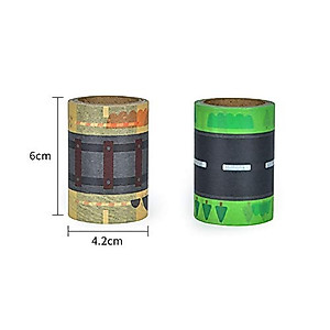 Clorful Imaginative Road Tape for Kids Toy Cars, 2 Rolls of 16.4ft x2.4 inch Adhesive Railway & Highway Tracks with Traffic Signs and Curved Roads.