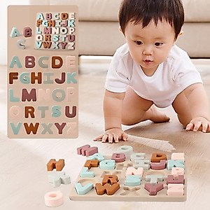 TOYHDAYO Silicone Alphabet Puzzle for Toddlers 1-3, Alphabet Toys with Puzzle Board & Letter Blocks ABC Letter Puzzles, Educational Learning Toys for Toddlers, Best Preschool Education Gift