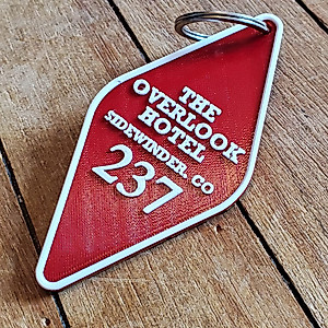 Room 237 Hexagon keychain from the Overlook Hotel in The Shining, Red, Orange, Black, White