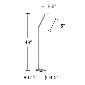 Possini Euro Design Bentley Modern Minimalist Style Task Floor Lamp LED Bright Lighting 61" Tall Silver Aluminum Adjustable Touch On Off for Living Room Reading House Bedroom Home