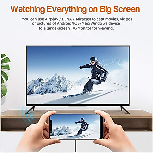 FIYAPOO 4K Wireless Display Dongle, WiFi HDMI Display Receiver, Miracast Dongle Adapter Screen Mirroring from Phone/Pad to TV/Projector, Support Miracast DLNA AirPlay Chromecast & Netflix (Red)