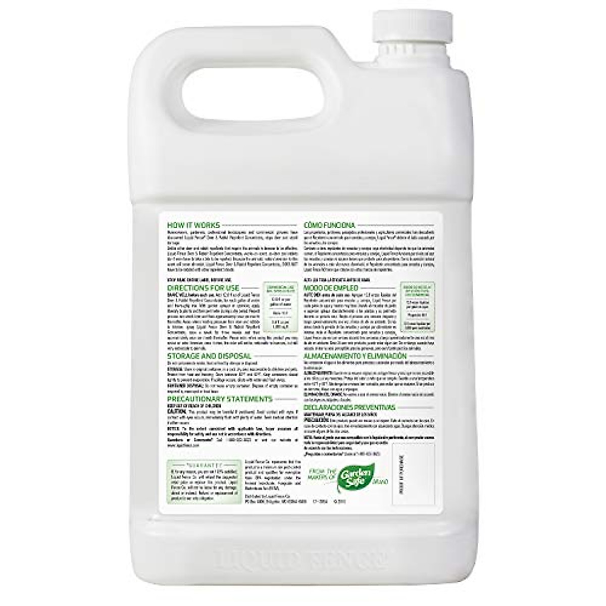 Liquid Fence Deer and Rabbit Repellent Concentrate, Repels Deer and Rabbits in Garden, Harmless to Plants and Animals When Used & Stored as Directed, 1 Gallon