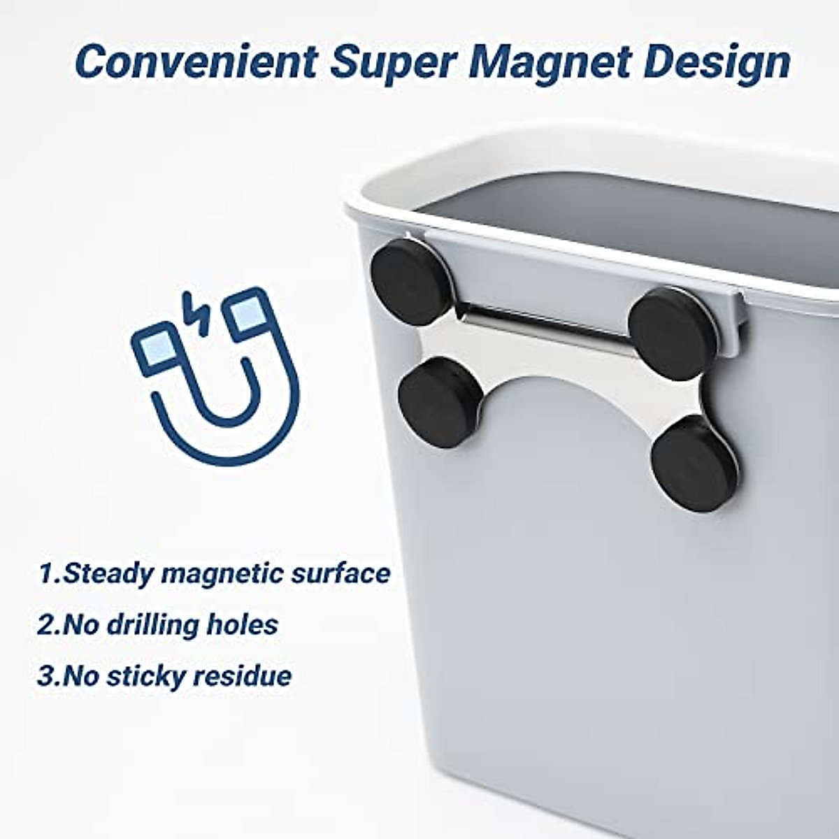 Skyflame Magnetic Hanging Trash Can, 2.1 Gallon Plastic Garbage Container, Multi-Function Grill Hanging BBQ Utensils Organizer Holder, Use for Kitchen/Bedroom/Bathroom/Camping/RV/Grills