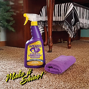Wizards Carpet and Upholstery Cleaner - Fabric Cleaner Spray Solution for a Fresh & Clean Car - Pet Stain & Smell Remover and Natural Carpet Cleaner - Made in USA - 22 oz