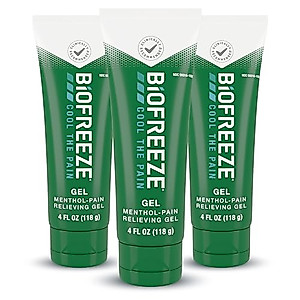 Biofreeze Pain Relief Gel, Arthritis Pain Reliver, Knee & Lower Back Pain Relief, Sore Muscle Relief, Neck Pain Relief, Pharmacist Recommended, FSA Eligible, 3 Pack (4 FL OZ Biofreeze Menthol Gel)