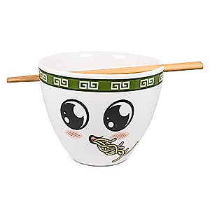 Bowl Bop Soba Slurp Japanese Dinnerware Set | 16-Ounce Ramen Bowl, Chopsticks