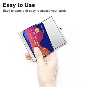 Rouidr Business Card Holder, Small Business Card Case, Slim Metal Business Card Organizer, Pocket Name Card Holder Wallet for Men Women, Colorful Flowers