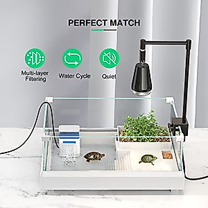 SILICAR Turtle Tank Filter,Aquarium Waterfall Filter Low Level Water Clean Pump for Small Fish Tank Amphibian Frog Crab Habit, 2.5W (M)