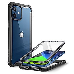 i-Blason Ares Series Designed for iPhone 12 Mini Case (2020), Dual Layer Rugged Clear Bumper Case with Built-in Screen Protector (Black)