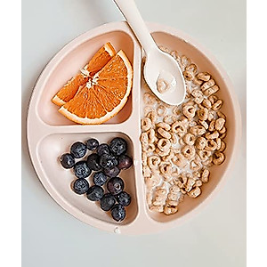 Ullabelle Silicone Plates for Kids & Toddlers | 3 Pc Set | Skid Proof & Unbreakable | Divided Baby Plates | BPA Free, Non-Toxic | Dishwasher & Microwave Friendly | Kids Plates with Dividers (Pink)