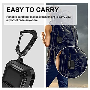 OETKER Compatible AirPods 3 Case Cover, Secure Lock Clip Full-Body Rugged Airpods 3rd Generation Shockproof Case Hard Shell for Men Women with Keychain for Airpod Gen 3 Charging Case 2021,Black