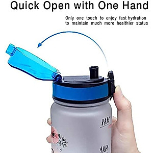 64HYDRO 32oz 1Liter Motivational Water Bottle with Time Marker & Removable Strainer, Water Tracker Bottles, Snow Wolf Water Bottles with Times to Drink, Cool Unique Inspirational Gifts for Men, Women