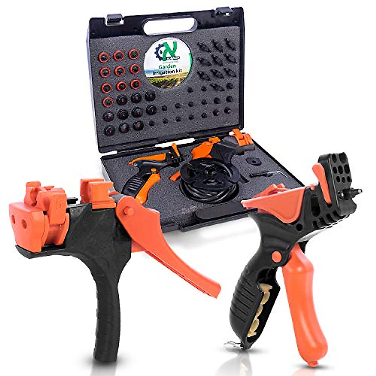 Al-Magor Garden Irrigation Kit: Complete Set for Installing, Inserting Sprinklers, Drippers in PE Tube Pipes with Tools, Plugs, Connectors, and Case