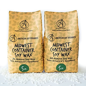American Soy Organics - 100% Midwest Soy Container Wax Beads for Candle Making, 10 lb Bag