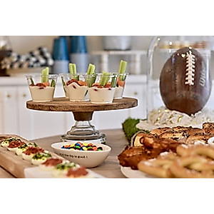 Mud Pie Wood Glass Cake Stand Set, 4 3/4" x 12" Dia | Server 8", Brown