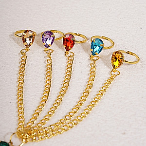 YERTTER Boho Gold Finger Ring Link Bracelet Colorful Crystal Bracelet Green Crystal Gold Hand Chain Women Girls Accessories Gift Party