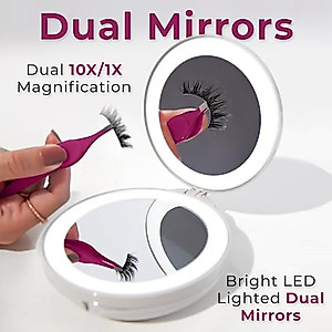 Zadro 4.5" Round LED Compact Mirror 10X/1X Travel Mirror with Lights and Magnification 3 AAA batteries LED Makeup Mirror