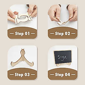 JEFURE 12 Pcs Mini Chalkboard Signs, Small Chalkboard Labels with Easel Stand, Wooden Blackboard for Table Numbers, Food Signs, Wedding Signs, Place Cards and Event Decoration, with 1 Liquid Chalk