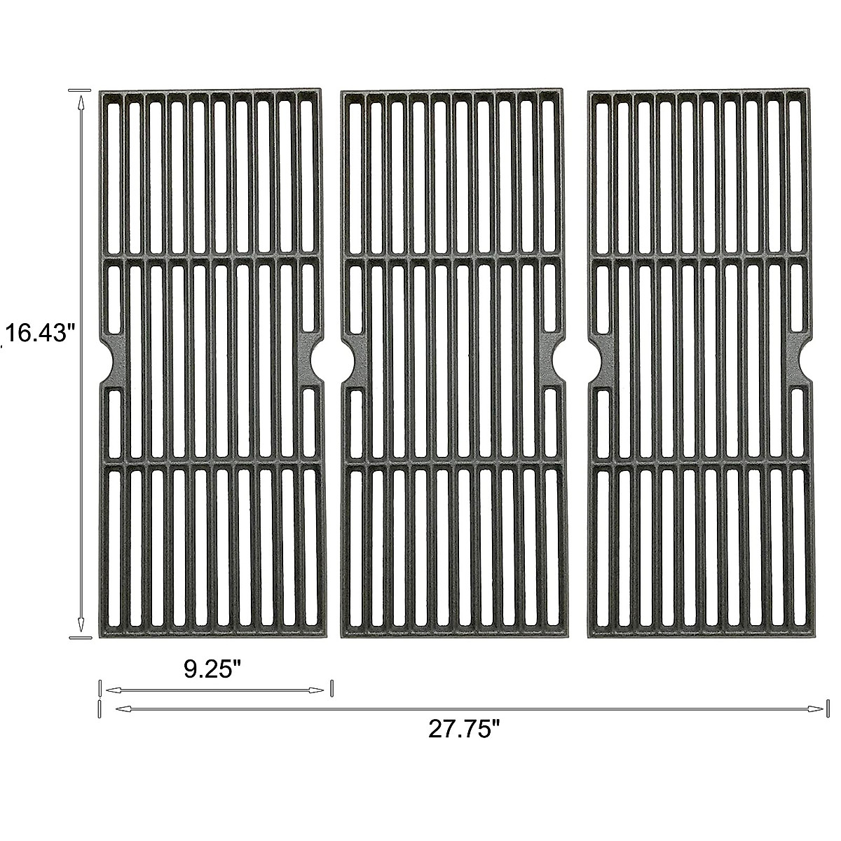 Votenli C6161C (3-Pack) 16 4/9'' Cast Iron Grid Grates for Dyna Glo DGF493BNP, DGH474CRP, for Backyard Grill Parts BY13-101-001-12, Kenmore 146.23678310, 146.23681310, Uniflame Grill GBC1030WRS