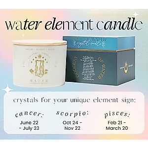 Healing Crystal Candle, 12oz - 3 Wick Pisces, Cancer, Scorpio Zodiac Candles with Crystals Inside. Zodiac Gifts for Women, Real Crystals and Healing Stones Manifestation Candle, Meditation Candle