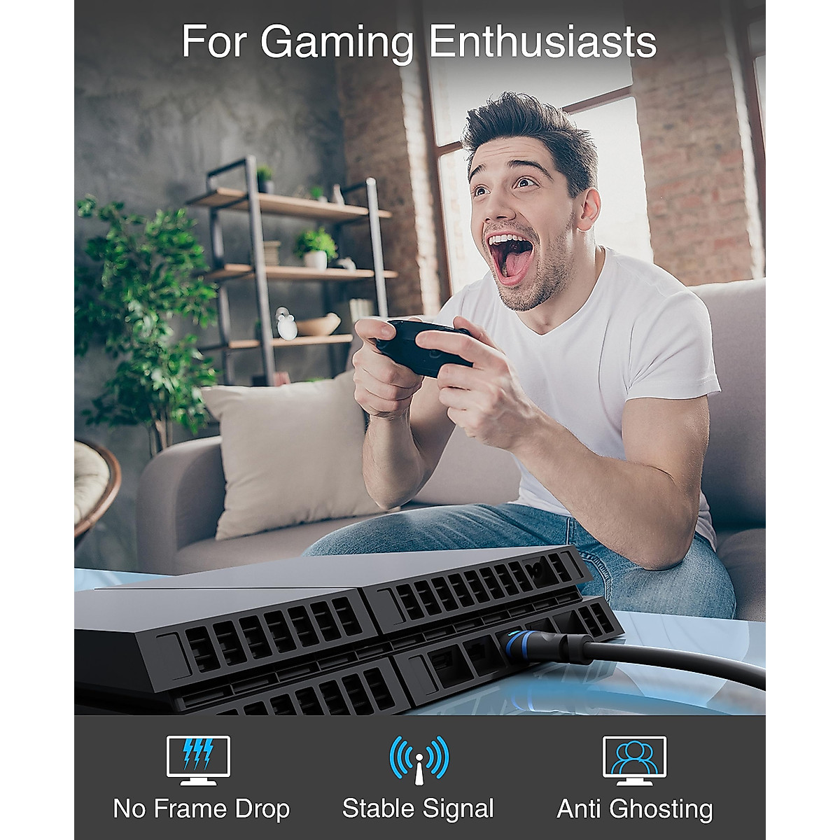 BlueRigger 4K HDMI Cable 50FT (4K 30Hz, HDR10, in-Wall CL3 Rated, High Speed, HDCP2.3, eARC) - Long HDMI Cable Compatible with Home Theatre, HDTV, Gaming Consoles, Streaming Devices