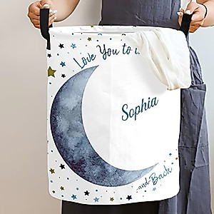 Love You to the Moon and Back Laundry Basket Hamper Large Storage Bin with Handles for Gift Baskets, Bedroom, Clothes