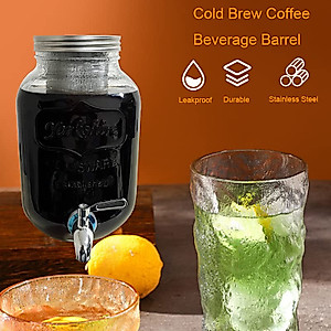 1 Gallon Cold Brew Coffee Maker,Cold Brew Pitcher & Tea Infuser With Stainless Steel Spigot And Filter,Large Glass Drink Beverage Dispenser 100% Leak-Proof And Drip-Free Iced Coffee Maker